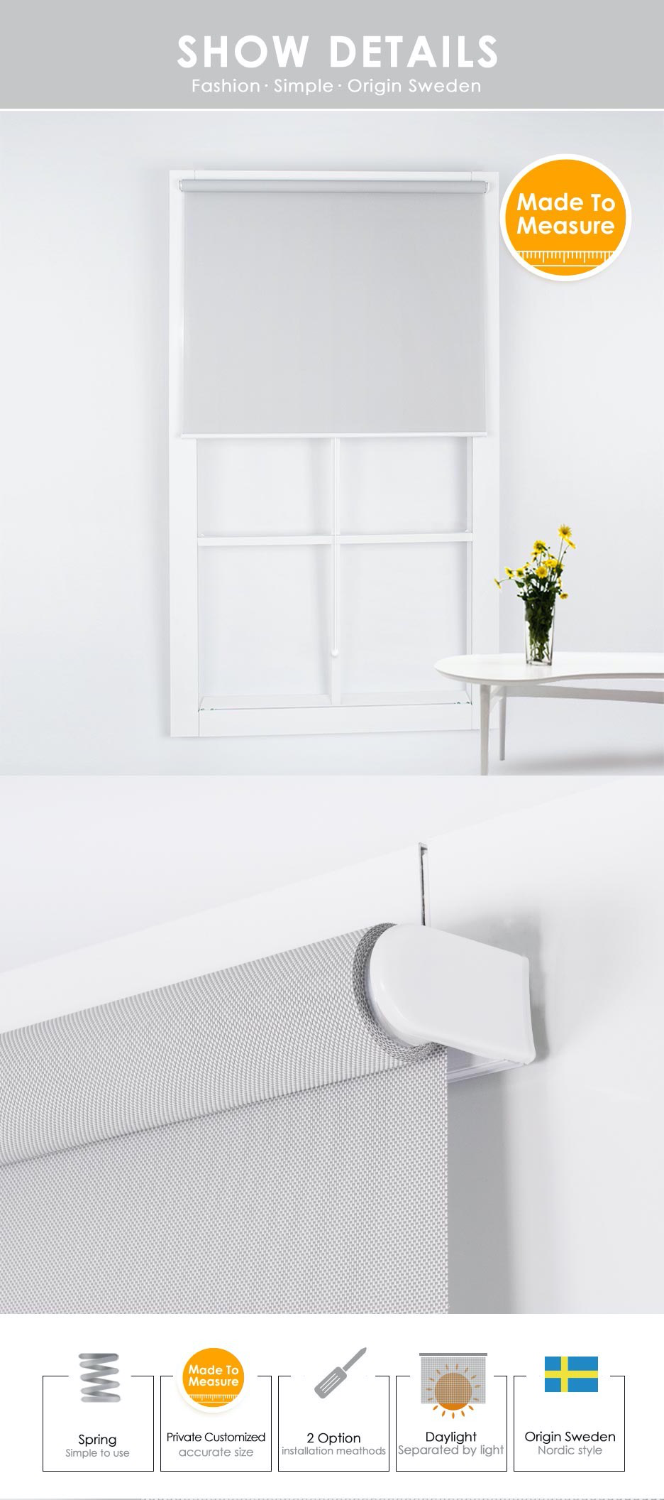 Spring Roller Shades for Casement Windows from China manufacturer ...